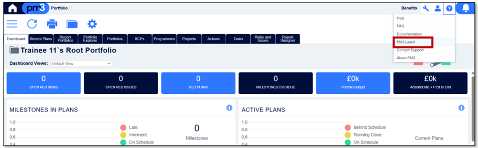Your first time logging into PM3 & Accesing PM3Learn